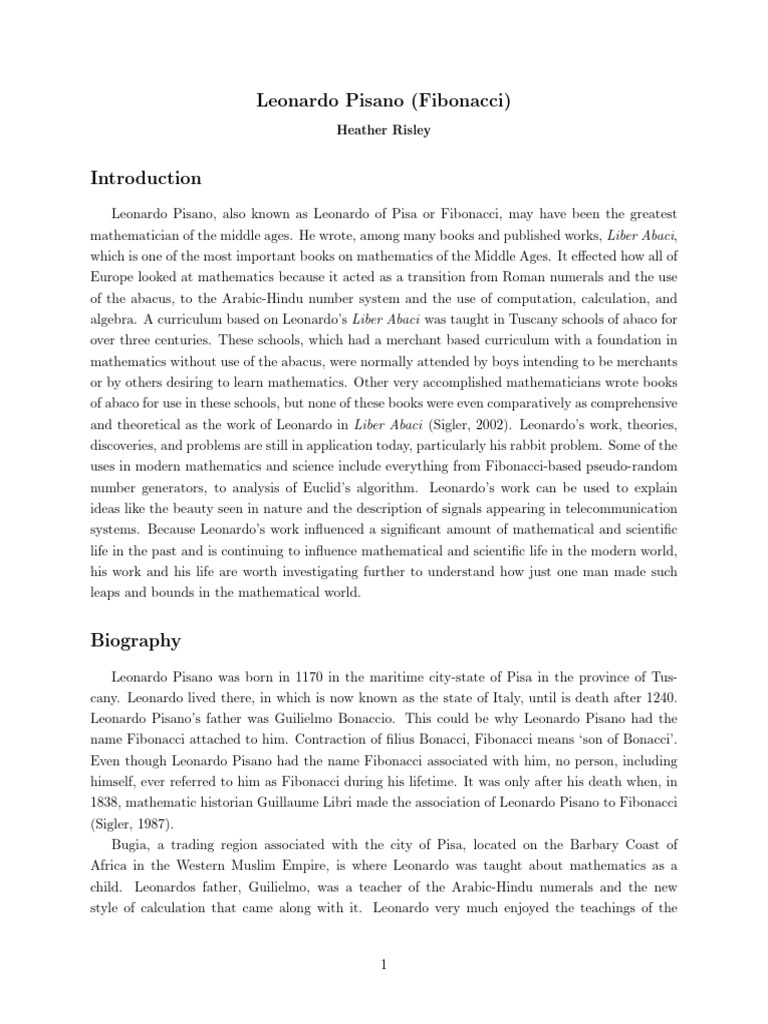 Leonardo - Pisano - Fibonacci - 5 8498 4 - 64 9 | PDF | Mathematics ...