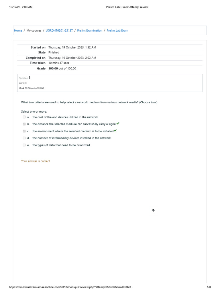 Prelim Lab Exam - Attempt Review UGRD-IT6201 Data Communications and Networking 1 | PDF ...
