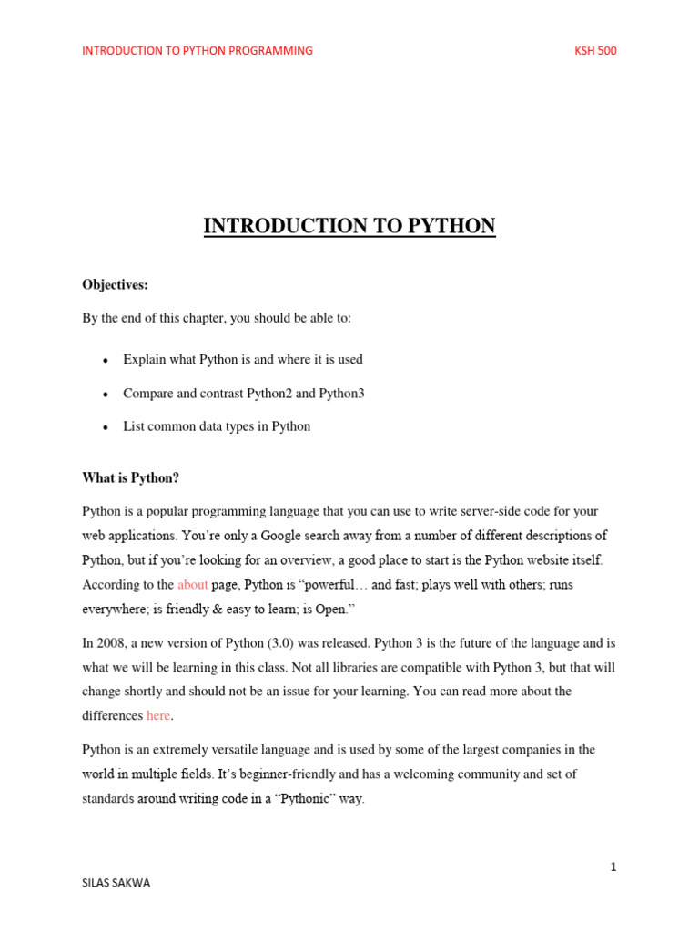 Introduction To Python | PDF | Character Encoding | Boolean Data Type