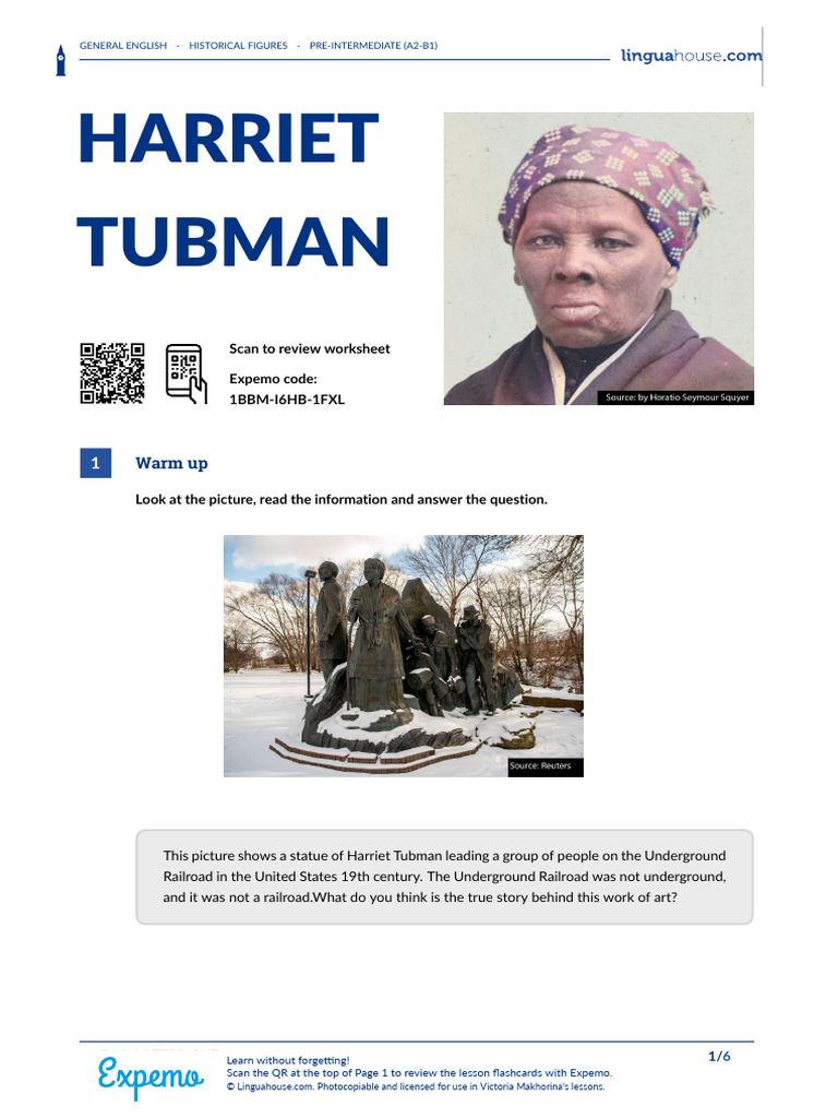 Harriet Tubman: Pre-Intermediate Lesson | PDF | Harriet Tubman ...