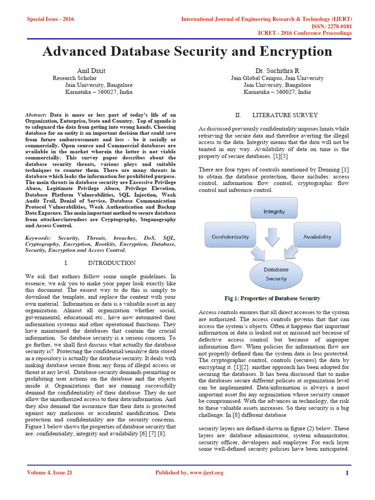 Advanced Database Security and Encryption IJERTCONV4IS21016 | PDF | Information Security ...