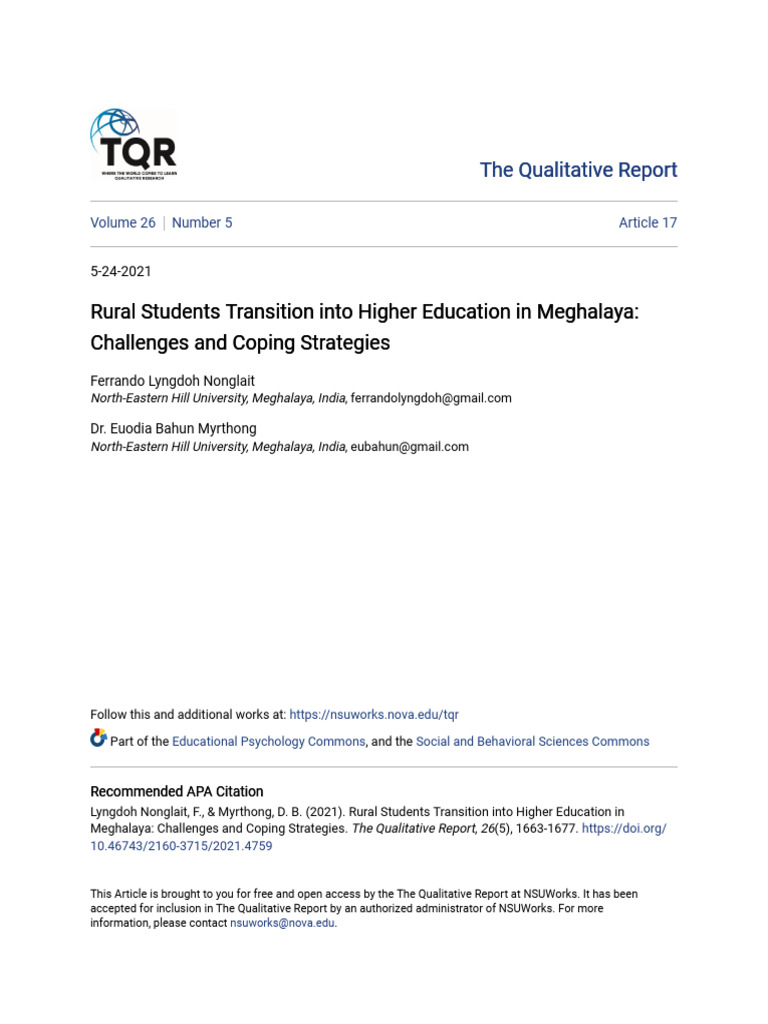 Rural Students Transition Into Higher Education in Meghalaya - CH | PDF Rural Students Transition Into Higher Education in Meghalaya - CH | PDF