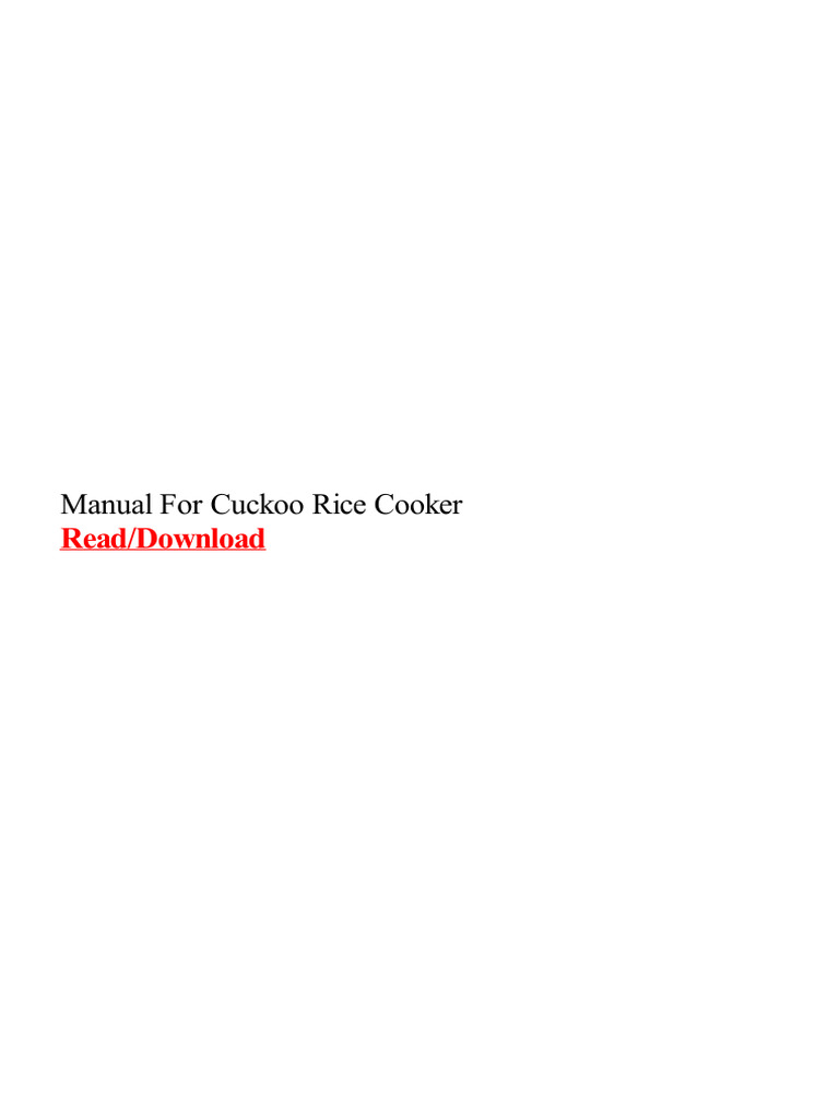 Cuckoo Rice Cooker User Manual Guide | PDF | Home & Garden
