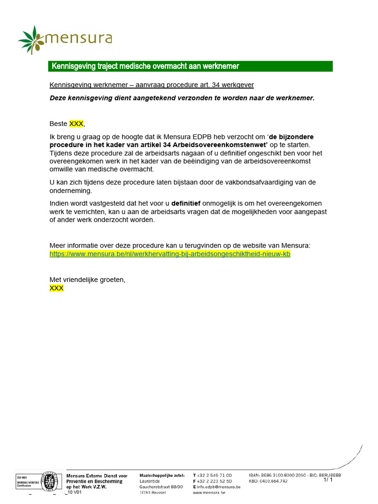 NSTD Codex0104 For 10 v01 Kennisgeving Traject Medische Overmacht Aan ...