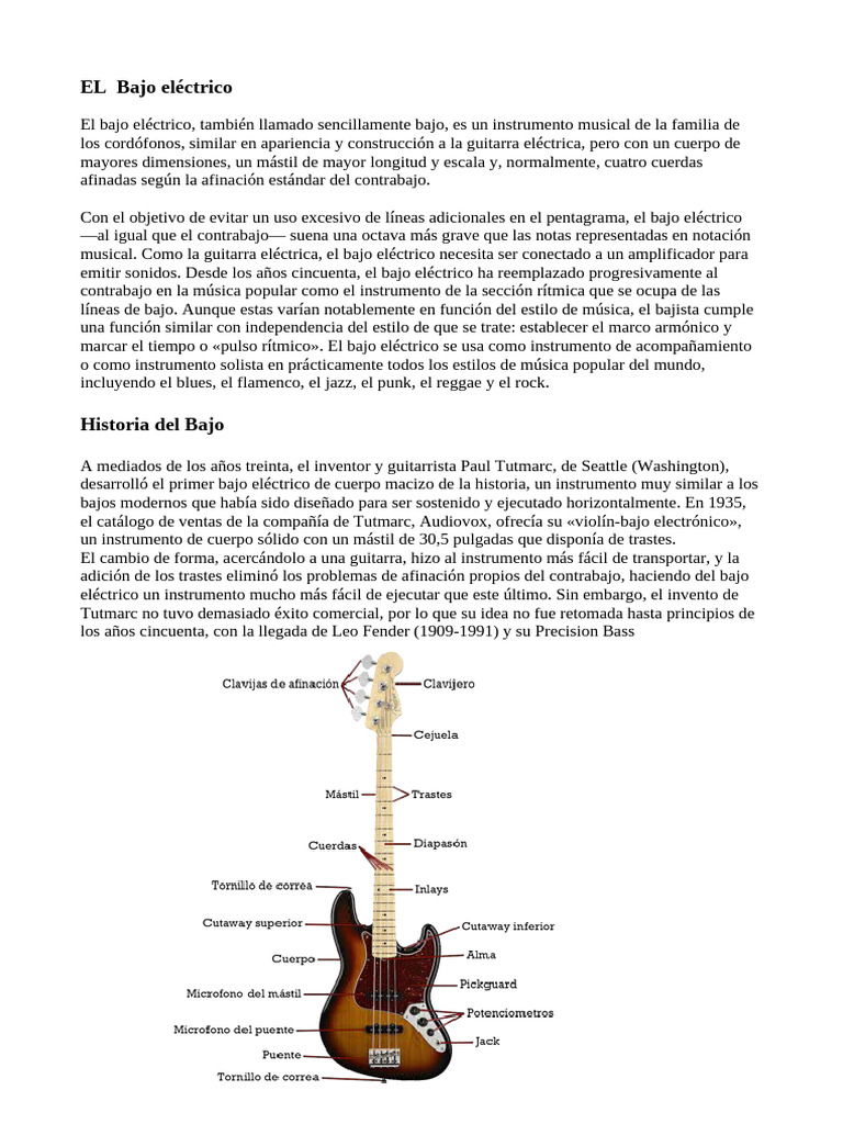 EL Bajo Electrico | PDF | Bajo | Guitarras