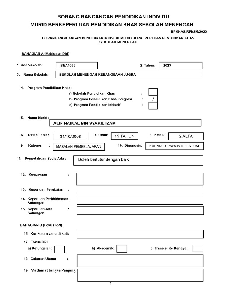 Borang Rpi Terkini | PDF