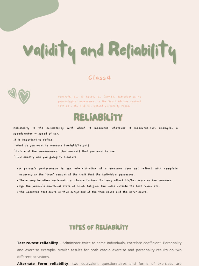 Validity and Reliability | PDF | Validity (Statistics) | Psychology