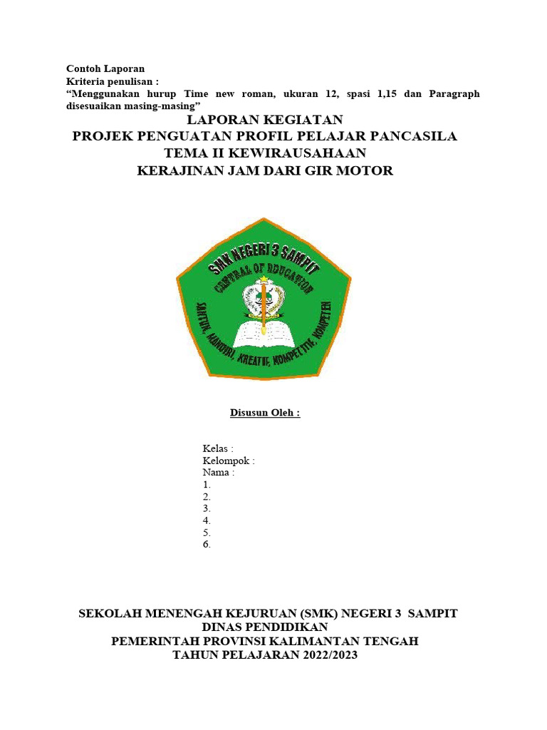 Contoh Laporan P5-1 | Pdf