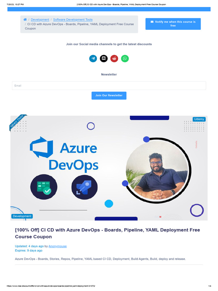 (100% Off) CI CD With Azure DevOps - Boards, Pipeline, YAML Deployment Free Course Coupon | PDF