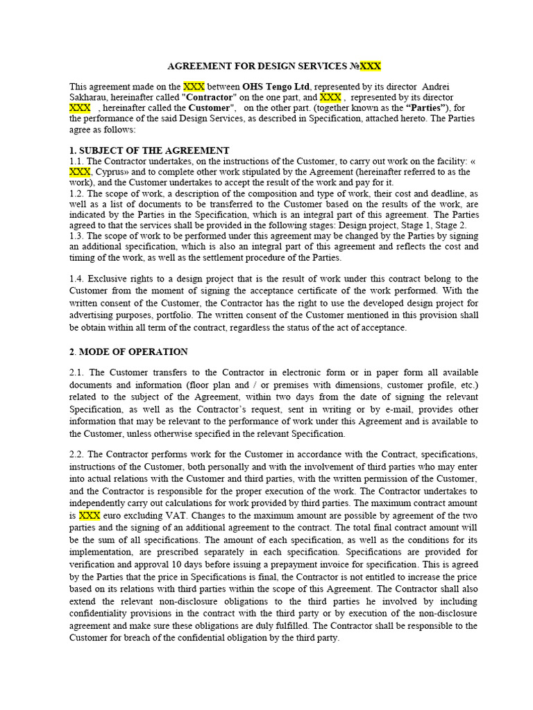 Design Services Agreement Overview | PDF | Bribery | Employment