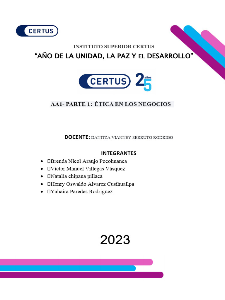 Carátula Certus para Ética en Negocios | PDF | Business