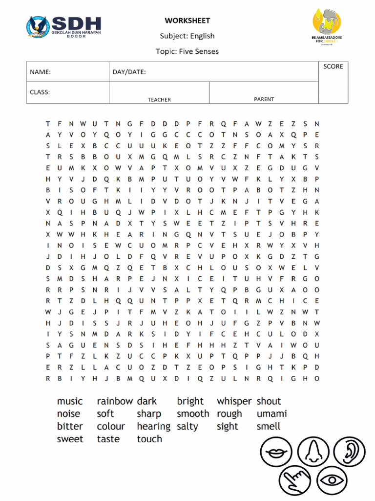 Five Senses Worksheet | PDF