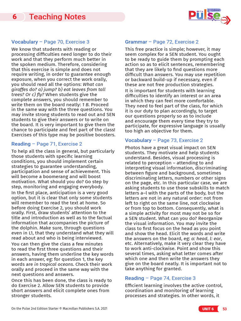 OTP2 SL SEN Booklet U6-ConsB | PDF | Learning | Metacognition