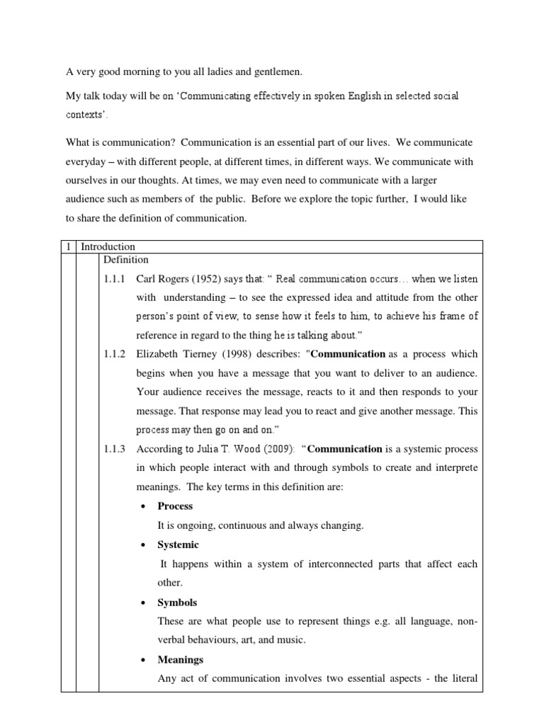 Communicating Effectively - The Talk | PDF | Interpersonal ...