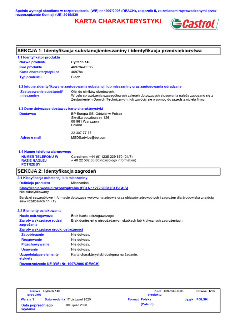 Cyltech 40sx - MSDS | PDF