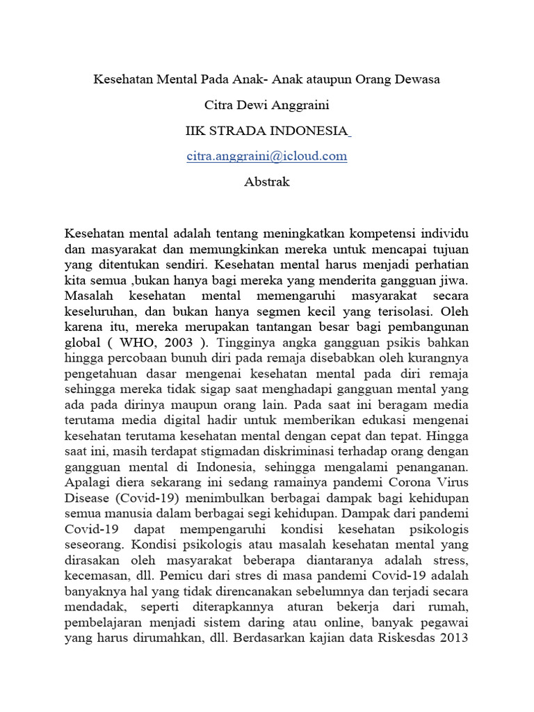 Artikel Kesehatan Mental | PDF | Pengembangan Diri | Sains & Matematika