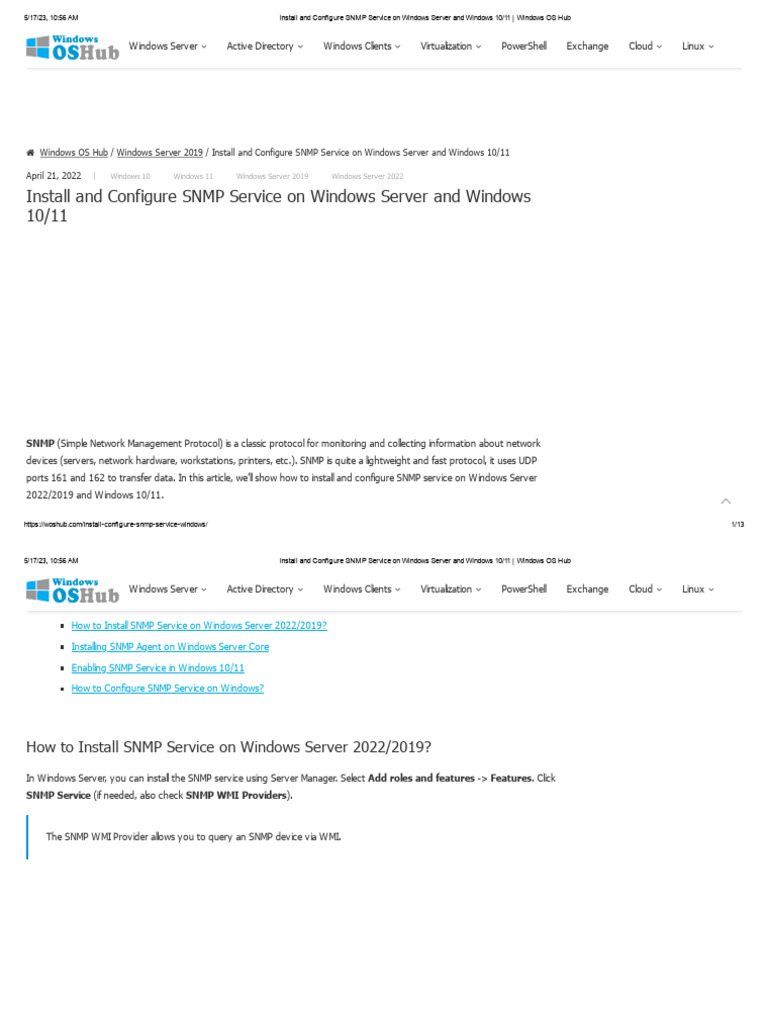SNMP Install and Configure Service On Windows Server and Windows 10 - 11 - Windows OS Hub | PDF ...
