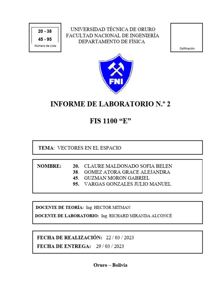 Lab 2 Fis 1 | Descargar gratis PDF | Vector Euclidiano | Cantidades fisicas
