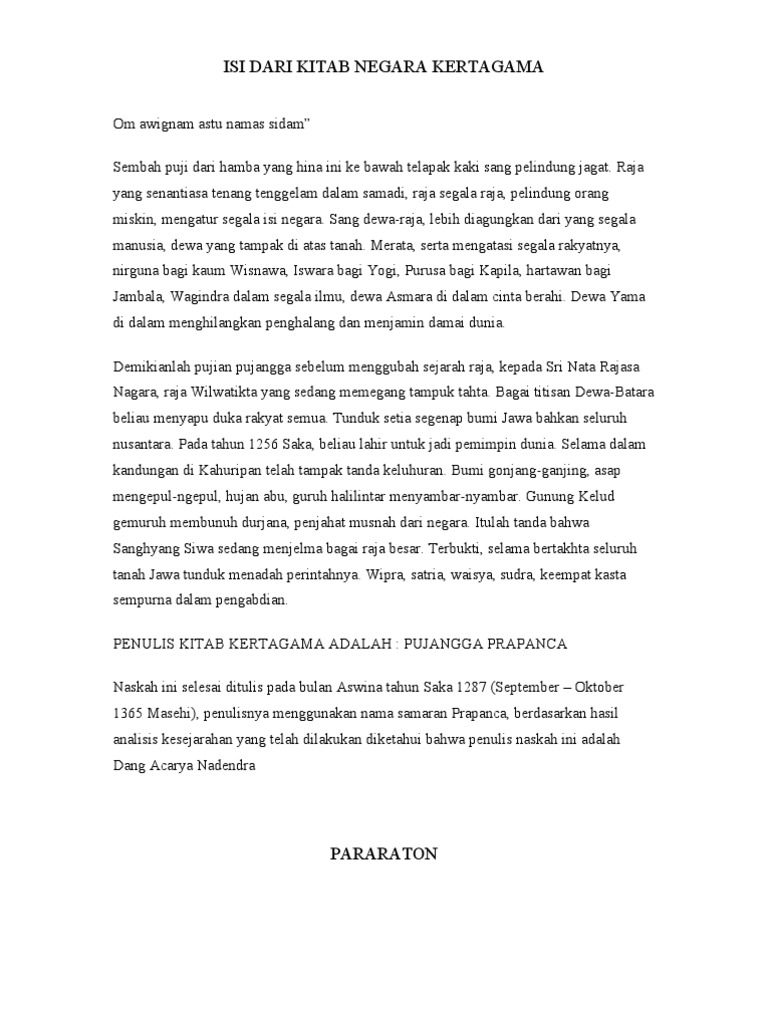 Isi dan Penulis Kitab Negarakertagama | PDF