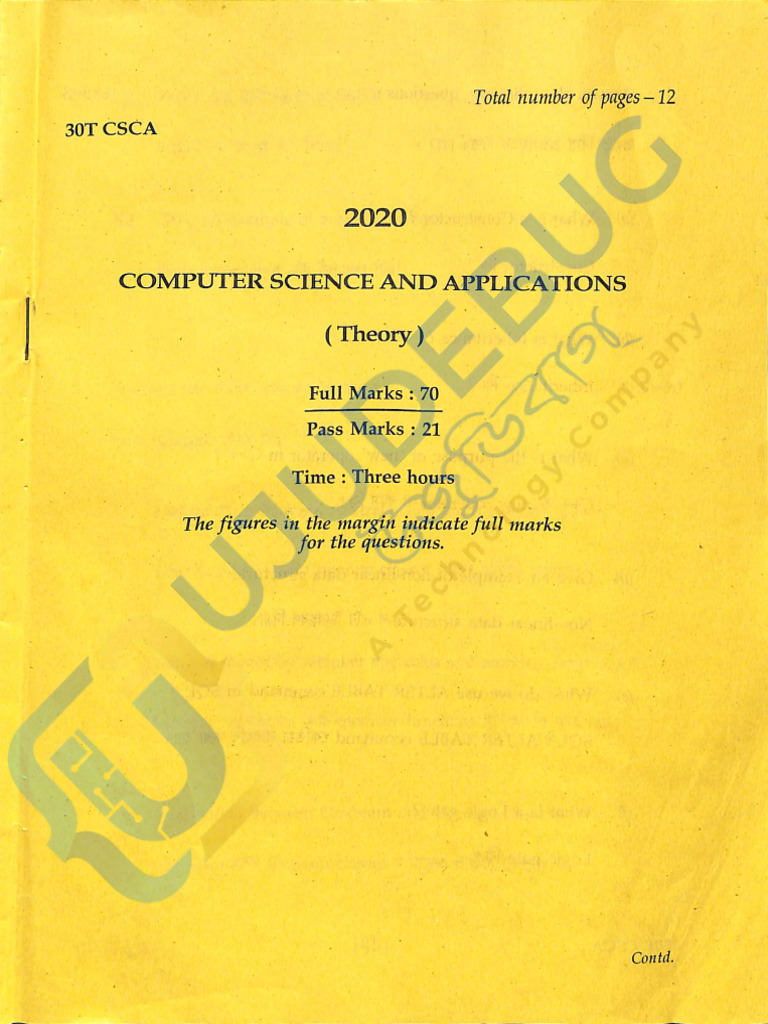 HS 2nd Year Science 2020 COMPUTER SCIENCE AND APPLICATION | PDF
