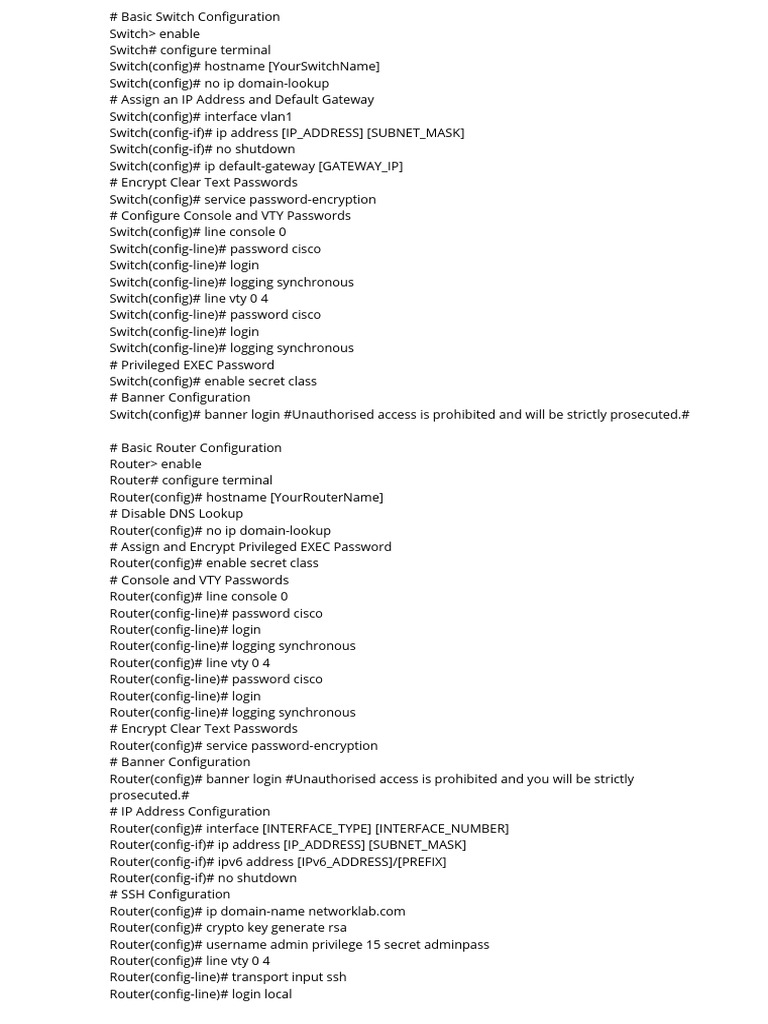 Commands For Cisco | PDF