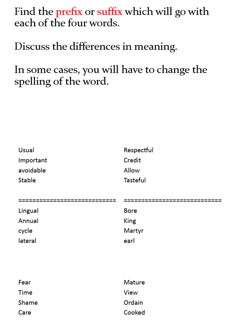 Prefixes and Suffixes Analysis Guide | PDF | Linguistics | Human ...