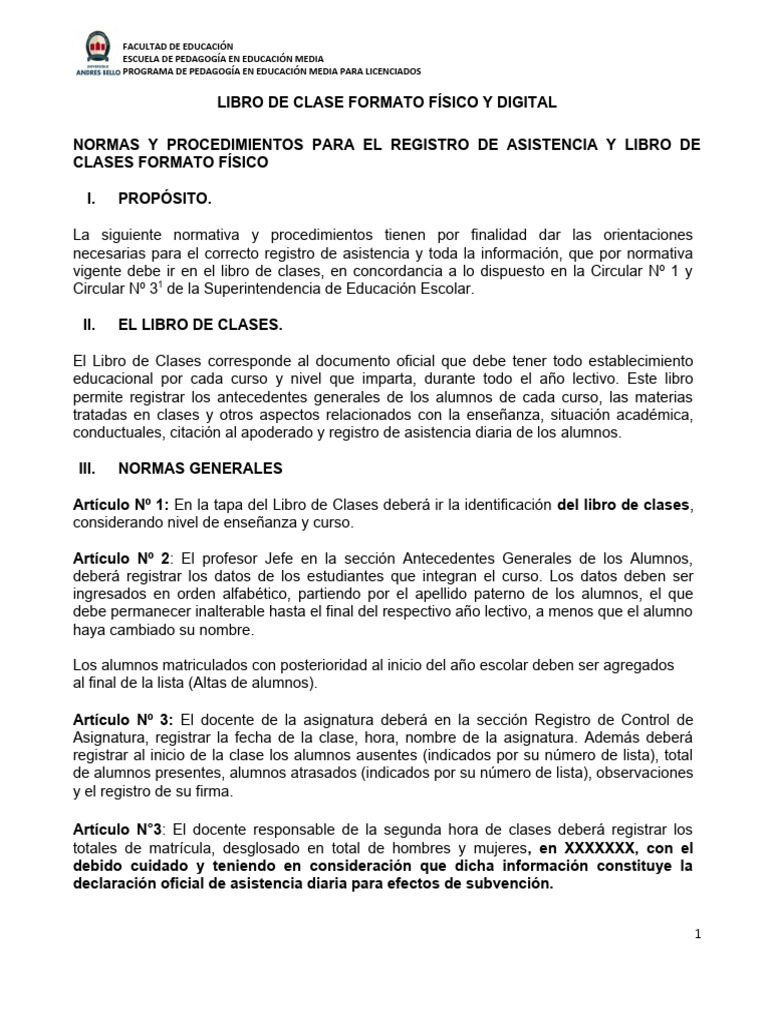 Libro de Clases Formato Físico y Digital | PDF | Maestros | Educación Secundaria