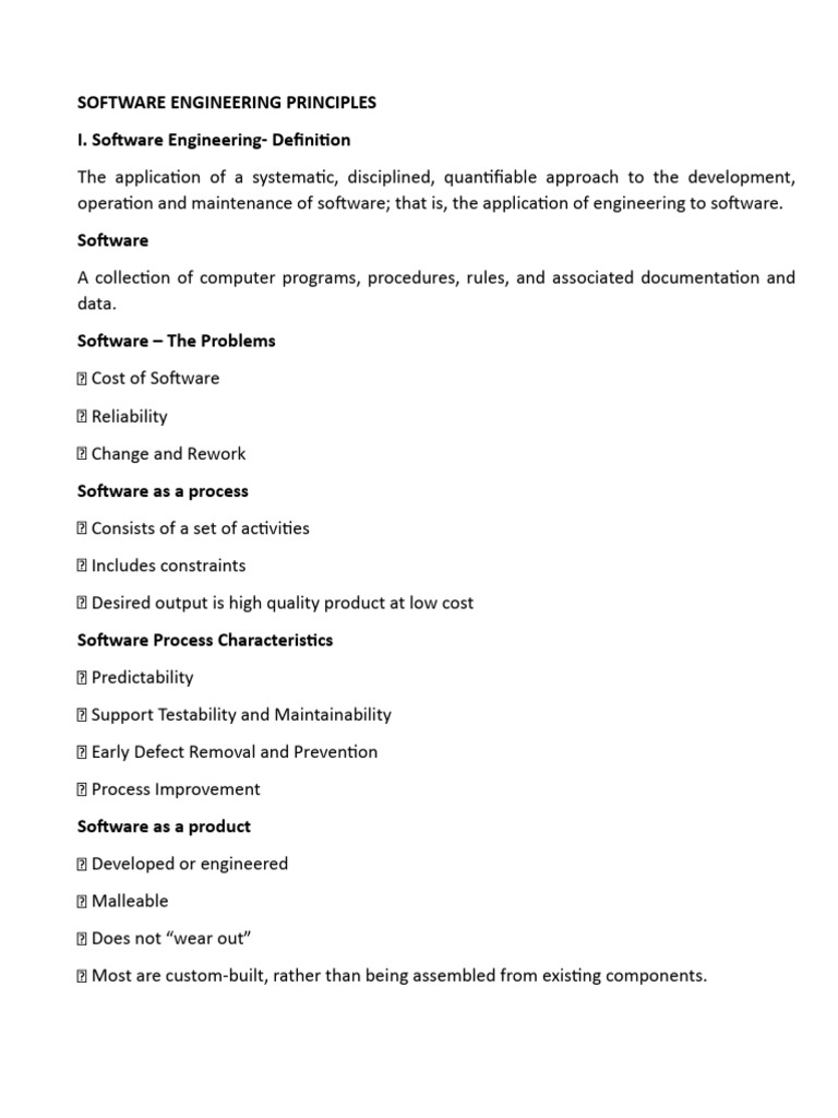 Software Engineering Principles Note | PDF