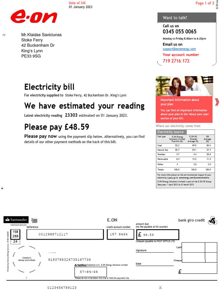 E.ON-Bill Dec-Feb 2023 | PDF | Cheque | Banks