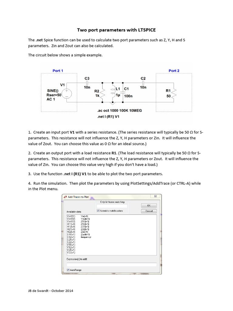 LTSPICE - Two Port Parameters in | PDF | Computers | Technology & Engineering