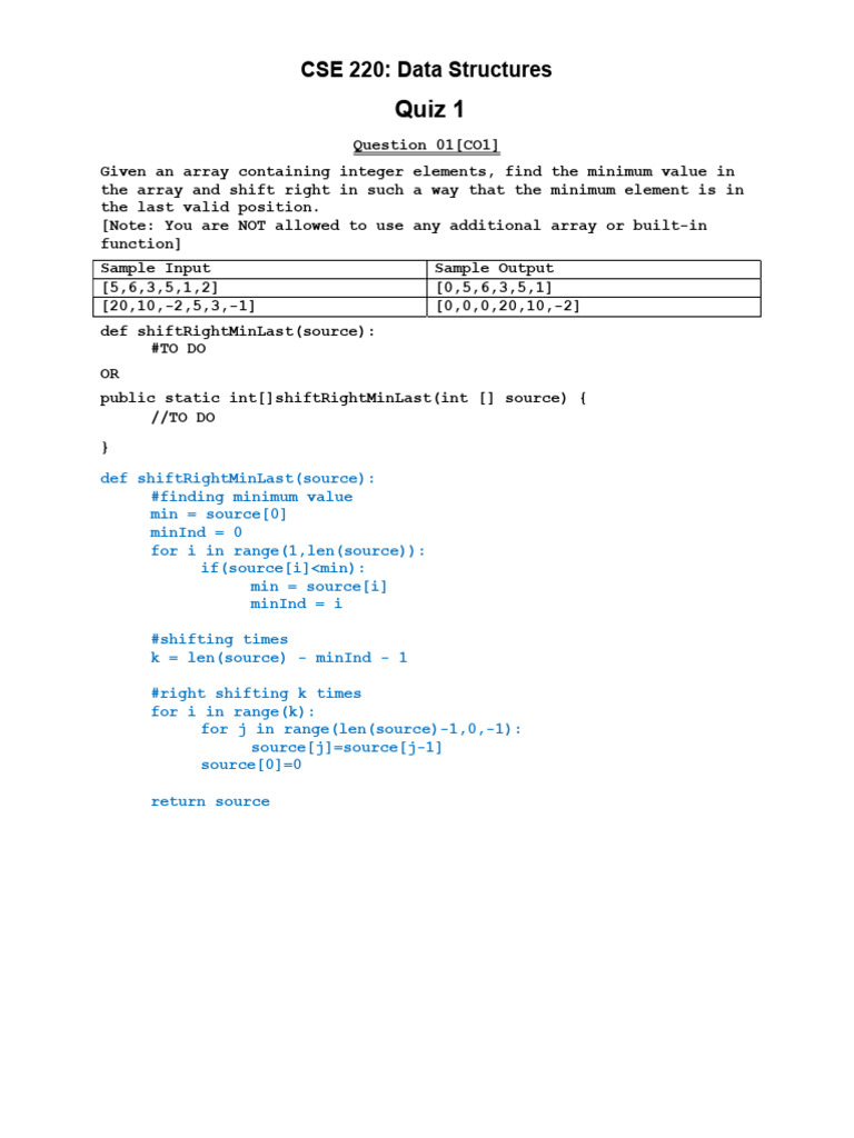CSE220 Quiz 01 _ 02 ( Fall 2022 ) | PDF | Computing | Software Development