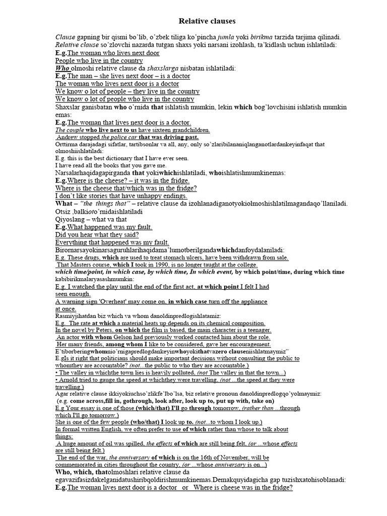 Relative Clauses | PDF | Linguistics