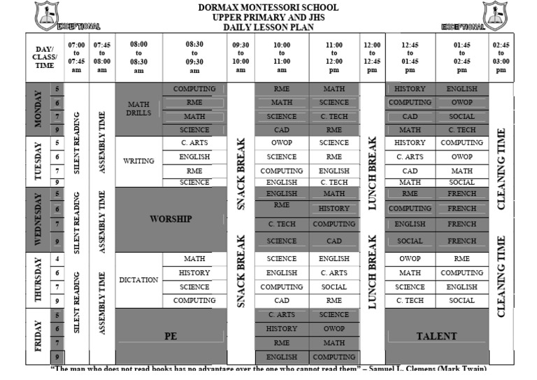 Upper and JHS Timetable Updated - 094649 | PDF