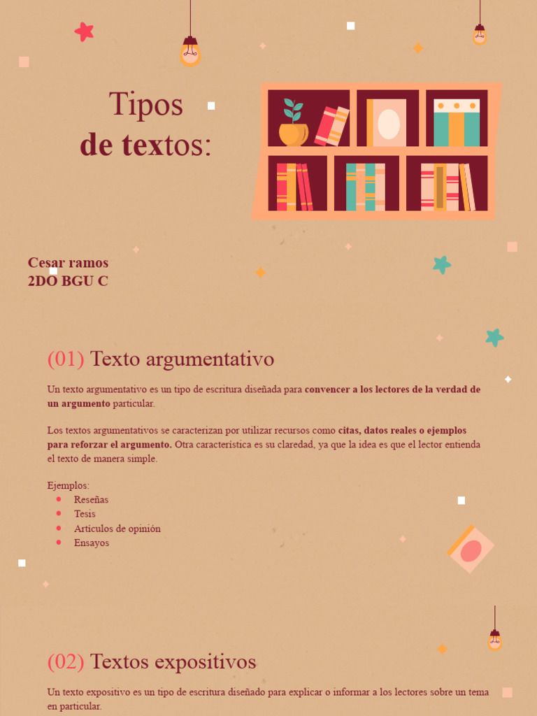 ES Types of Texts Part 1 by Slidesgo | PDF