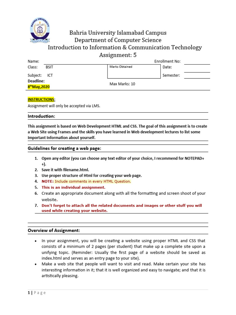 Web Development Assignment: HTML & CSS | PDF | Websites | World Wide Web