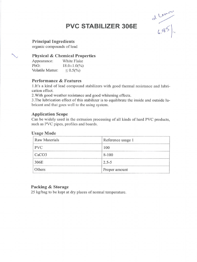 PVC Stabilizer TDS | PDF