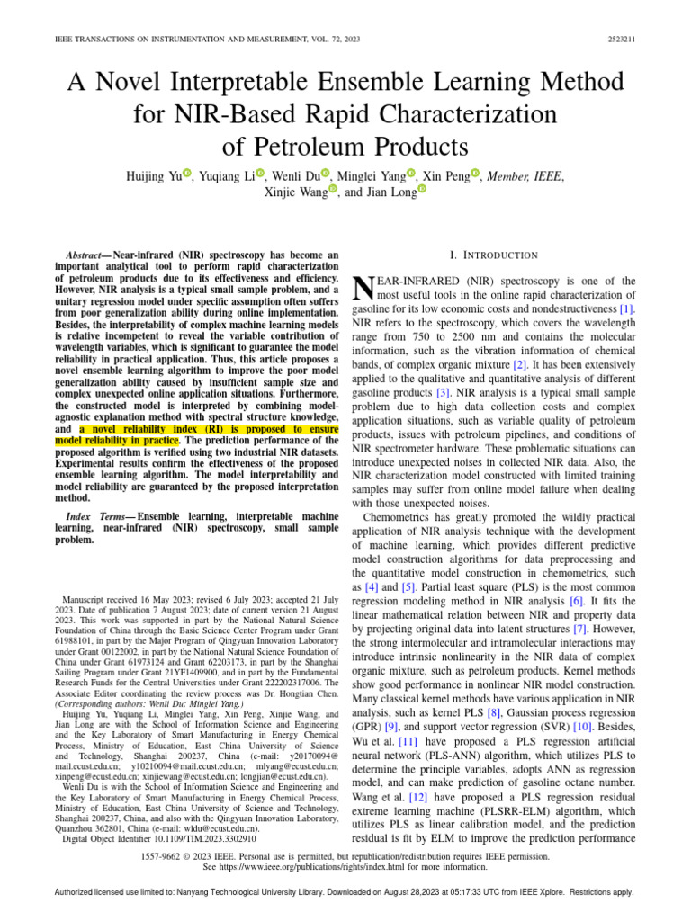 Interpretable Ensemble Learning for NIR Analysis | PDF | Machine ...