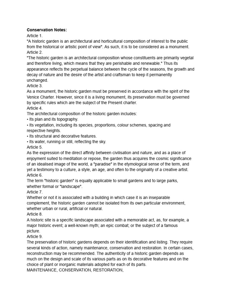 Conservation Notes Pdf Gardens Nature