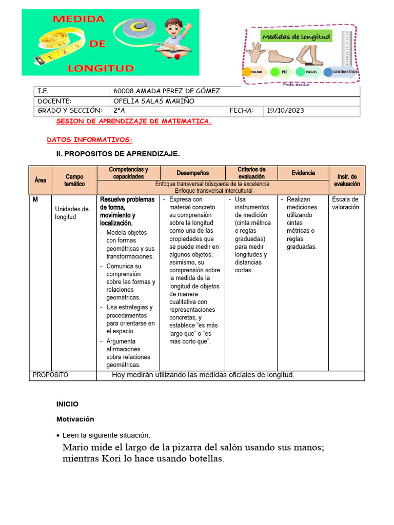 MATEMATICA MEDIDAS DE LONGITUD | PDF | Longitud | Medición