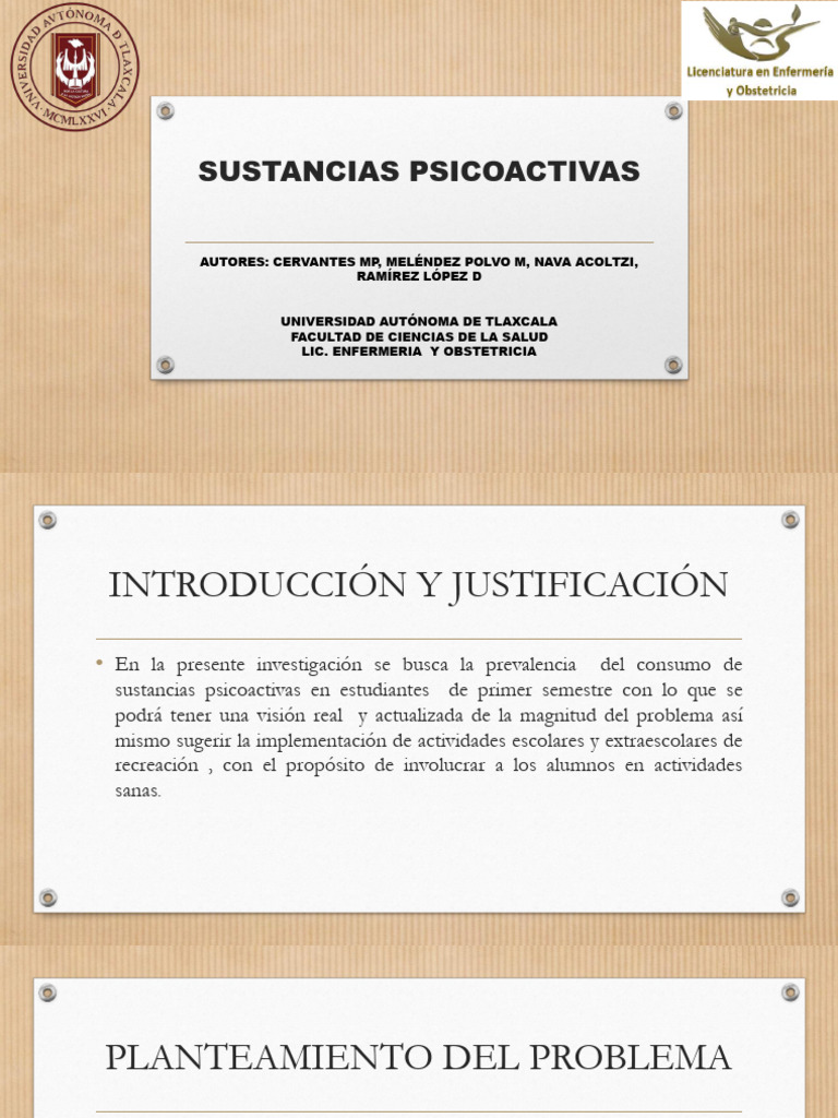 SUSTANCIAS PSICOACTIVAS Presentacion | PDF | La dependencia de sustancias | Drogas Psicoactivas