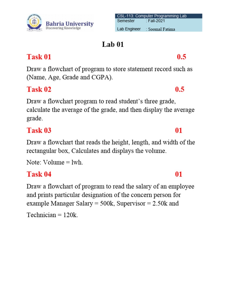 Computer Programming Notes 1 - Semester 01 - Bahria | PDF
