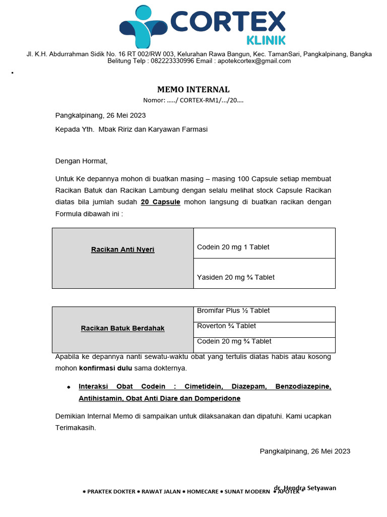 Prosedur Racikan Obat di Apotek Cortex | PDF