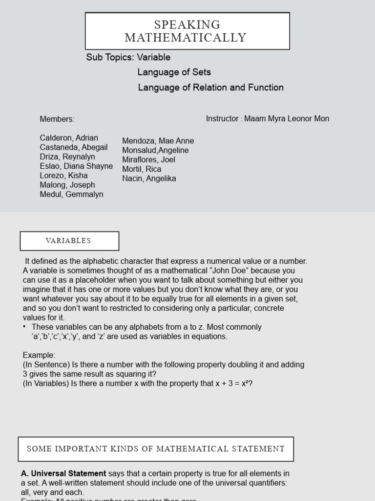 Speaking Mathematically | PDF | Set (Mathematics) | Numbers
