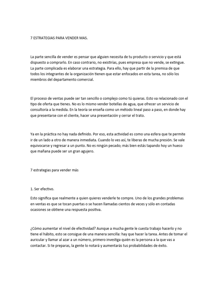 7 Estrategias Para Vender Mas Pdf Marketing Business