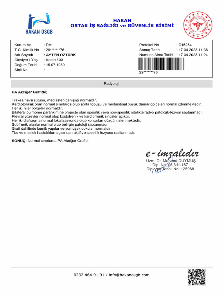 Pa Akciger Grafisi (Posteroanterior) - 67126 | PDF