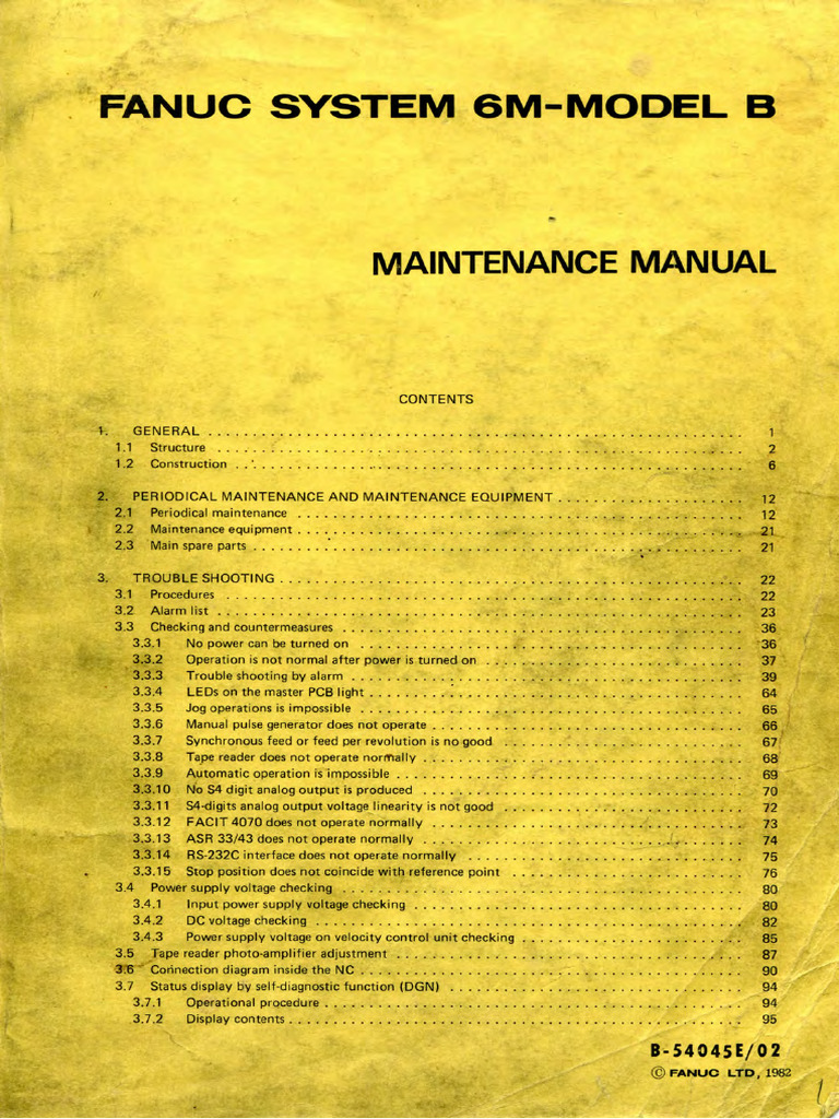 B-54045E-02 Fanuc System 6m-Model B. Maintenance Manual | PDF