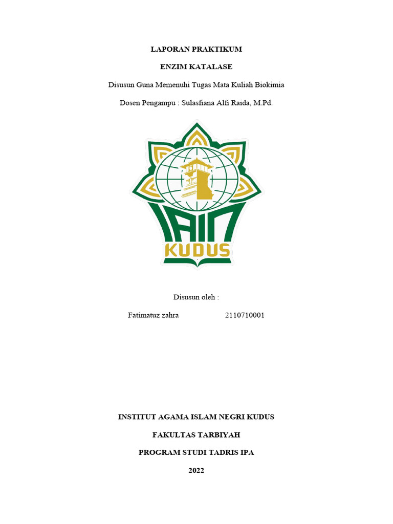 Laporan Praktikum Enzim Katalase | PDF