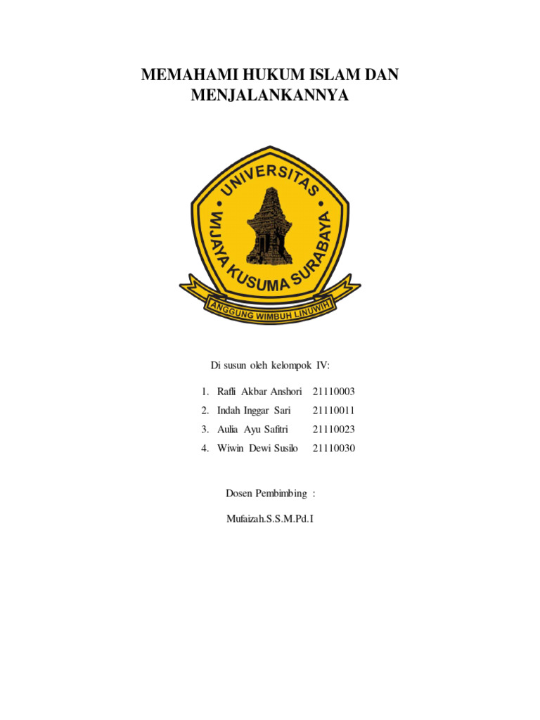 Mklh. MEMAHAMI HUKUM ISLAM DAN MENJALANKANNYA | PDF