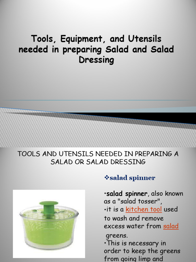 8, Salad Tools | PDF | Salad | Kitchen Utensil