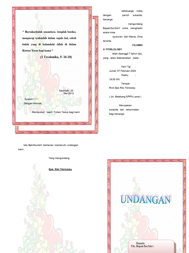 Bingkai Undangan Misa Syukuran | PDF